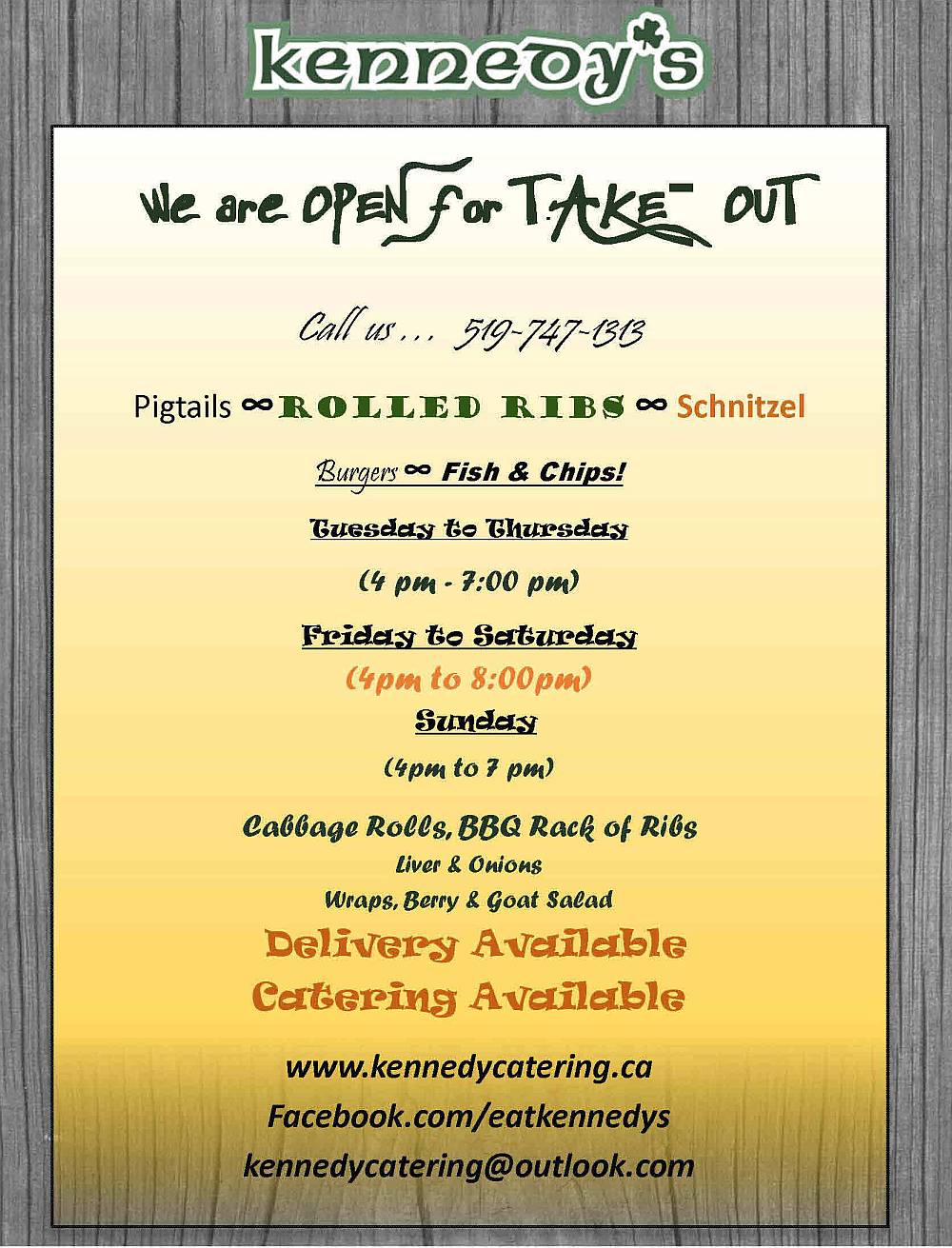 Kennedy Catering - A Taste of Home - Takeout Available